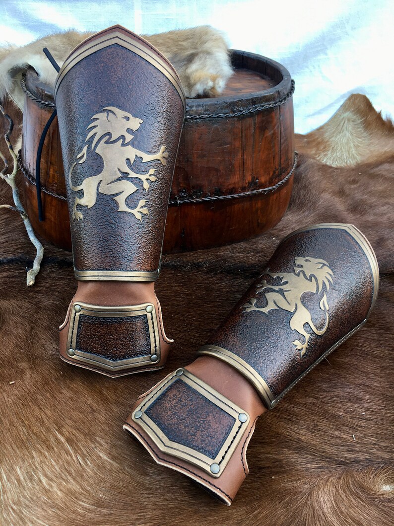 Heavy Leather Lion Gauntlets/bracers - Etsy