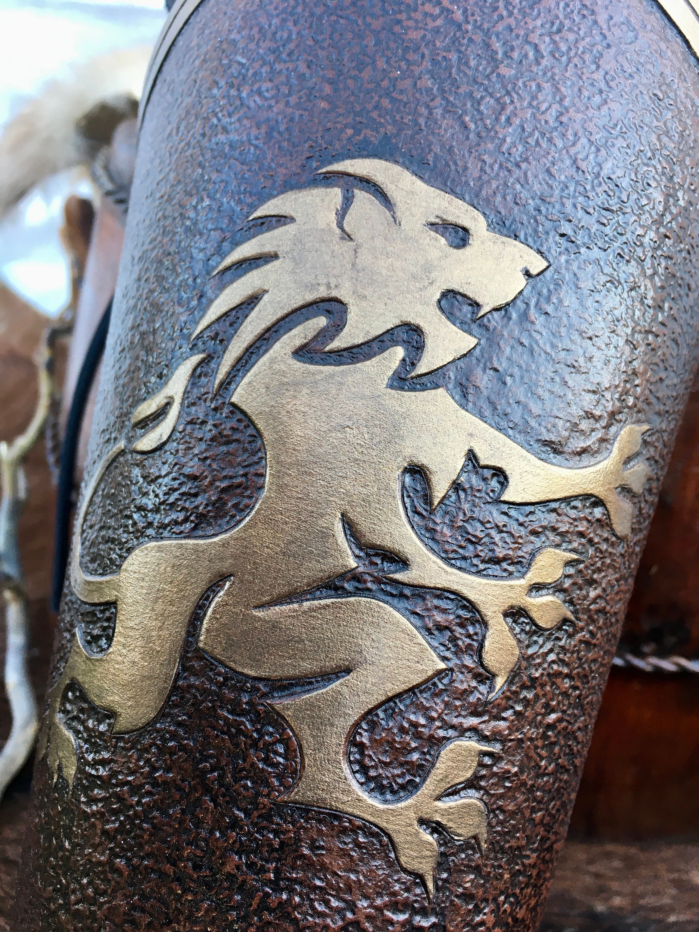 Heavy Leather Lion Gauntlets/Bracers | Etsy