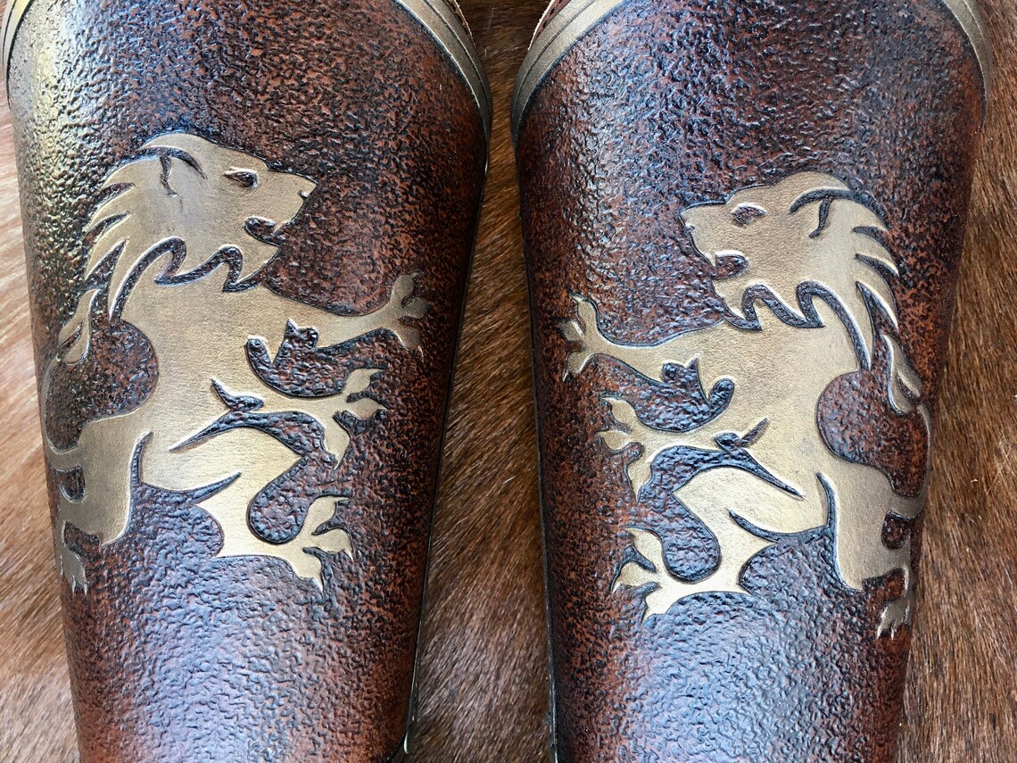 Heavy Leather Lion Gauntlets/Bracers | Etsy