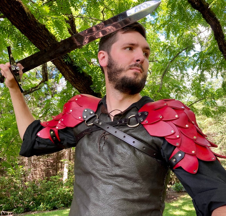 Dragon Scale Heavy Leather Spaulders/pauldrons (shoulder Armor) - Etsy