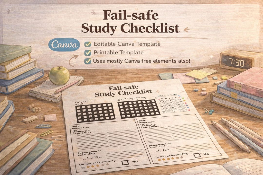 Fail-safe Study Checklist | Medical Study Planner | Exam Revision ...