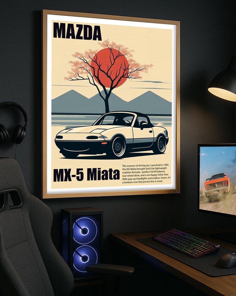 Mazda MX-5 Miata Poster: Japandi Sunset Car Art (digital Download, 8x10 ...
