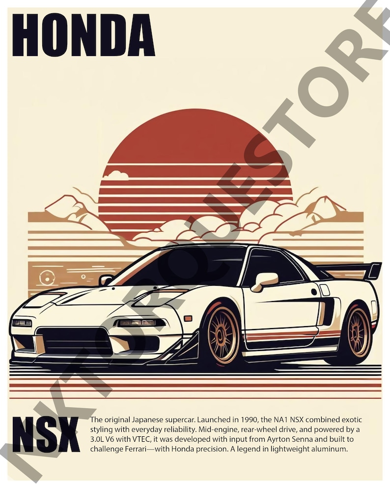 Honda NSX Japandi Poster: Cream Tone JDM Car Art Print - Etsy