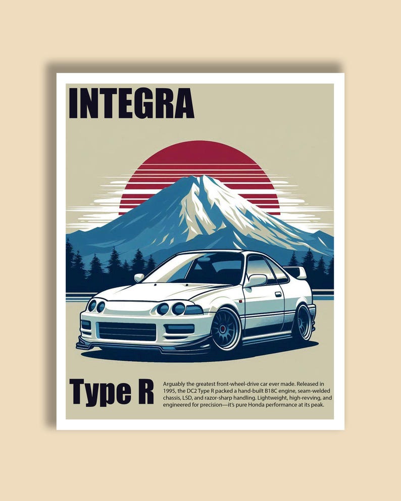 Integra Type R Poster: Mount Fuji Sunset JDM Car Art (digital Download ...