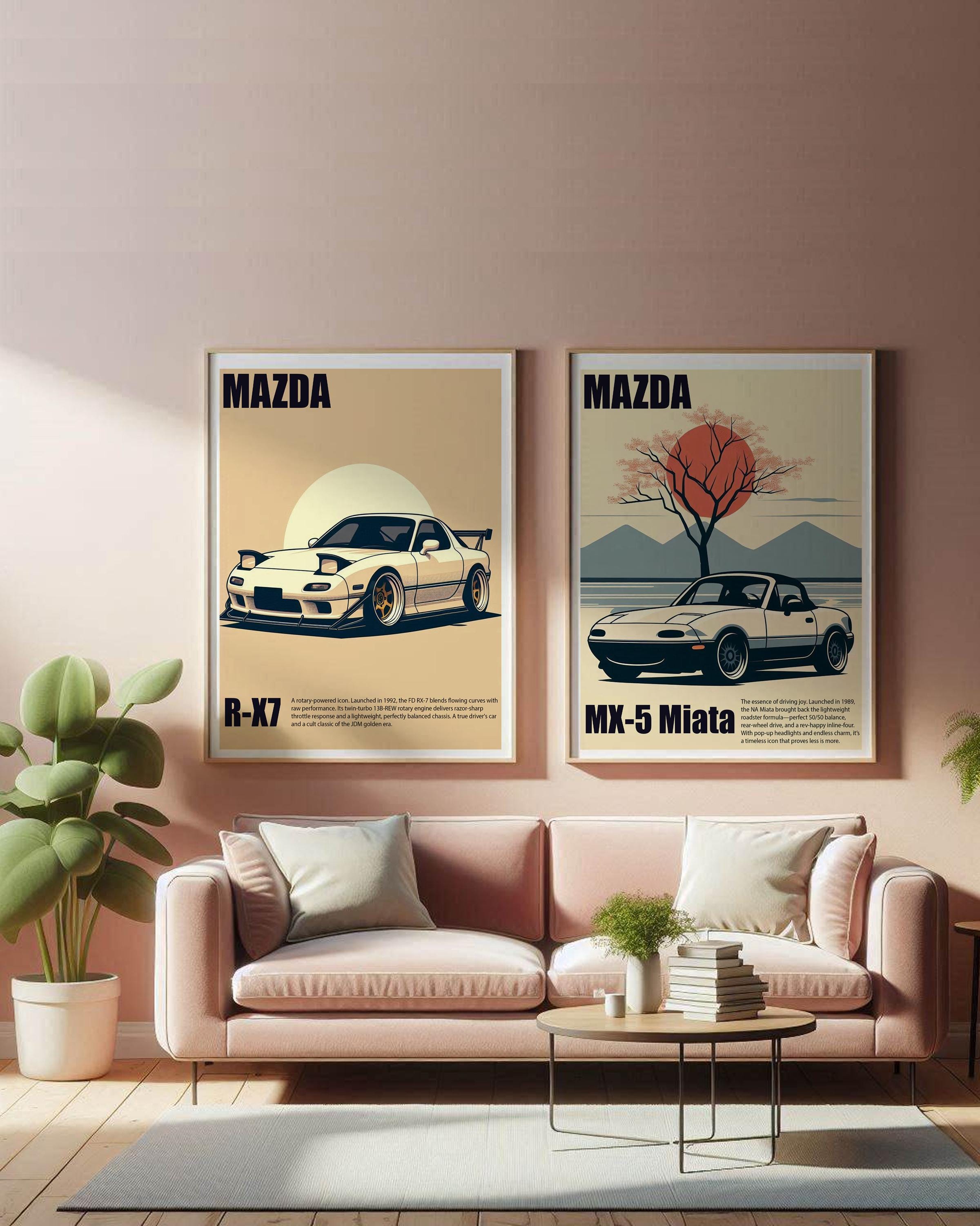 Mazda RX-7 Sunset Poster: Minimalist JDM Car Art (digital Download 8x10 ...