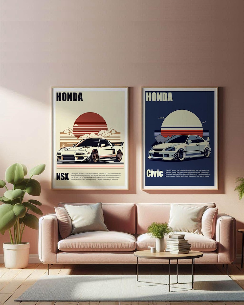 Honda NSX Japandi Poster: Cream Tone JDM Car Art Print - Etsy