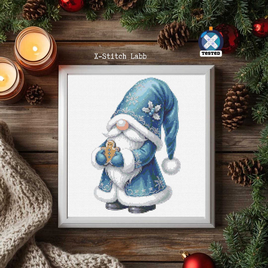 Christmas Gnome Needlework Chart Featuring Cozy Gingerbread Motif - Etsy
