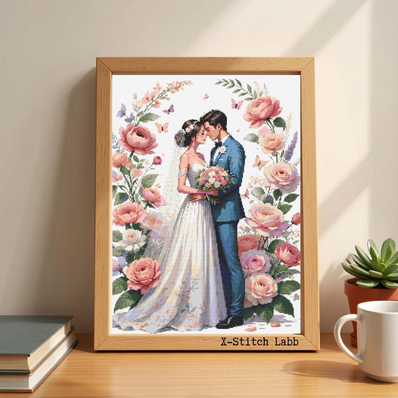 Wedding Cross Stitch Design: Bride & Groom Embroidery (digital Download ...