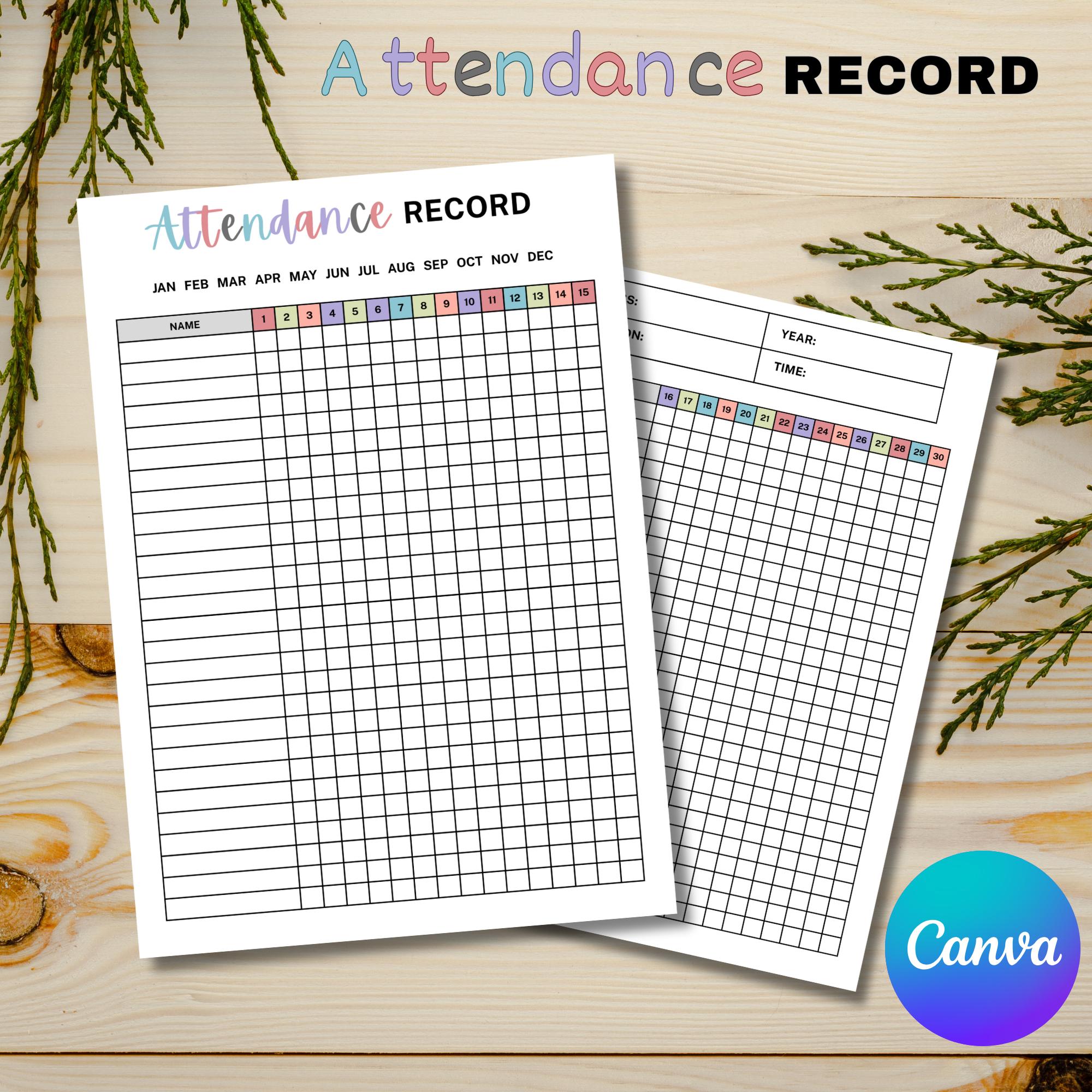30-student Classroom Attendance Sheet: Printable Tracker (PDF Download ...