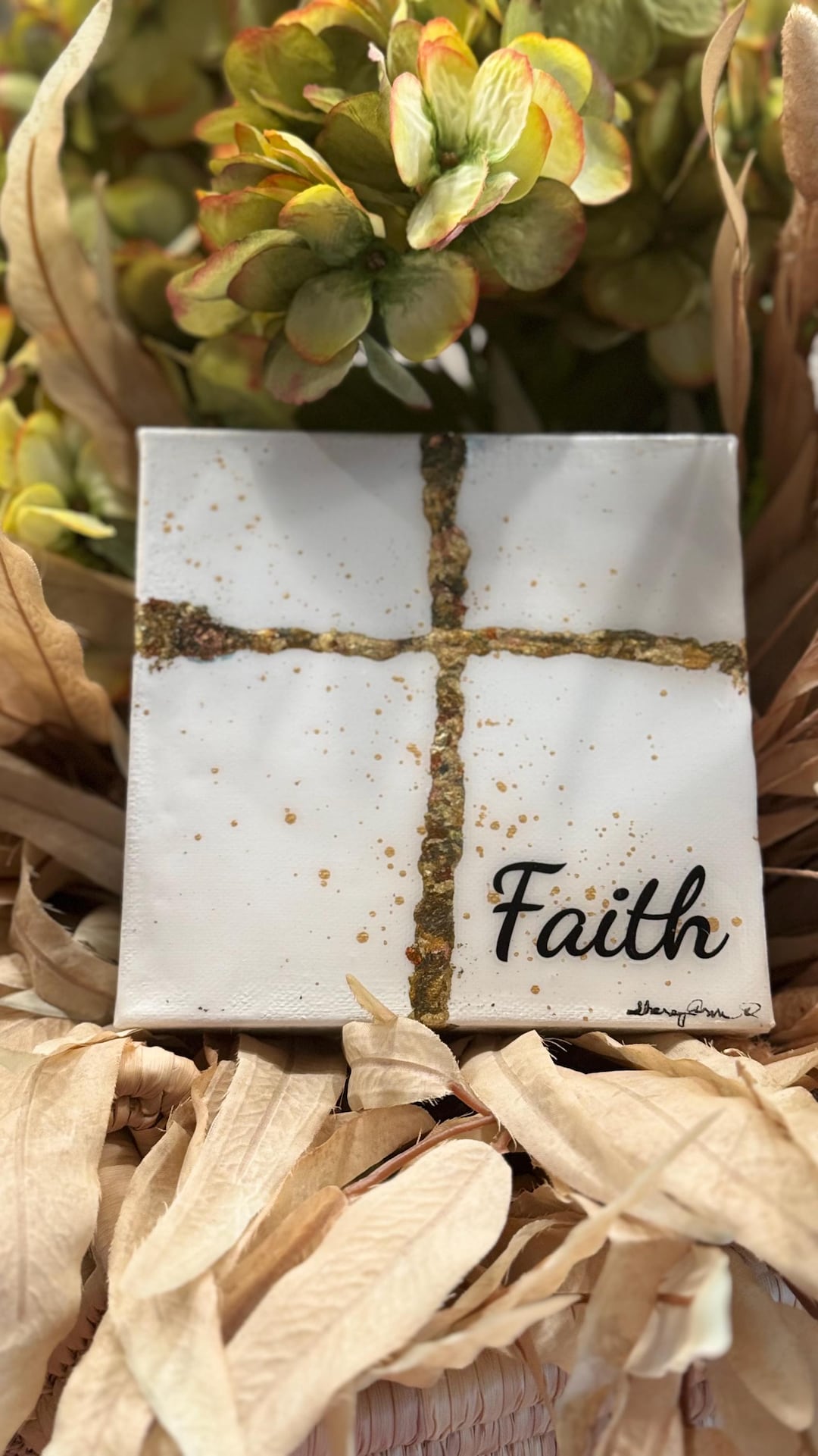 Luminescent Grace, Modern Gold Leaf Cross,contemporary Cross Art, Gold ...