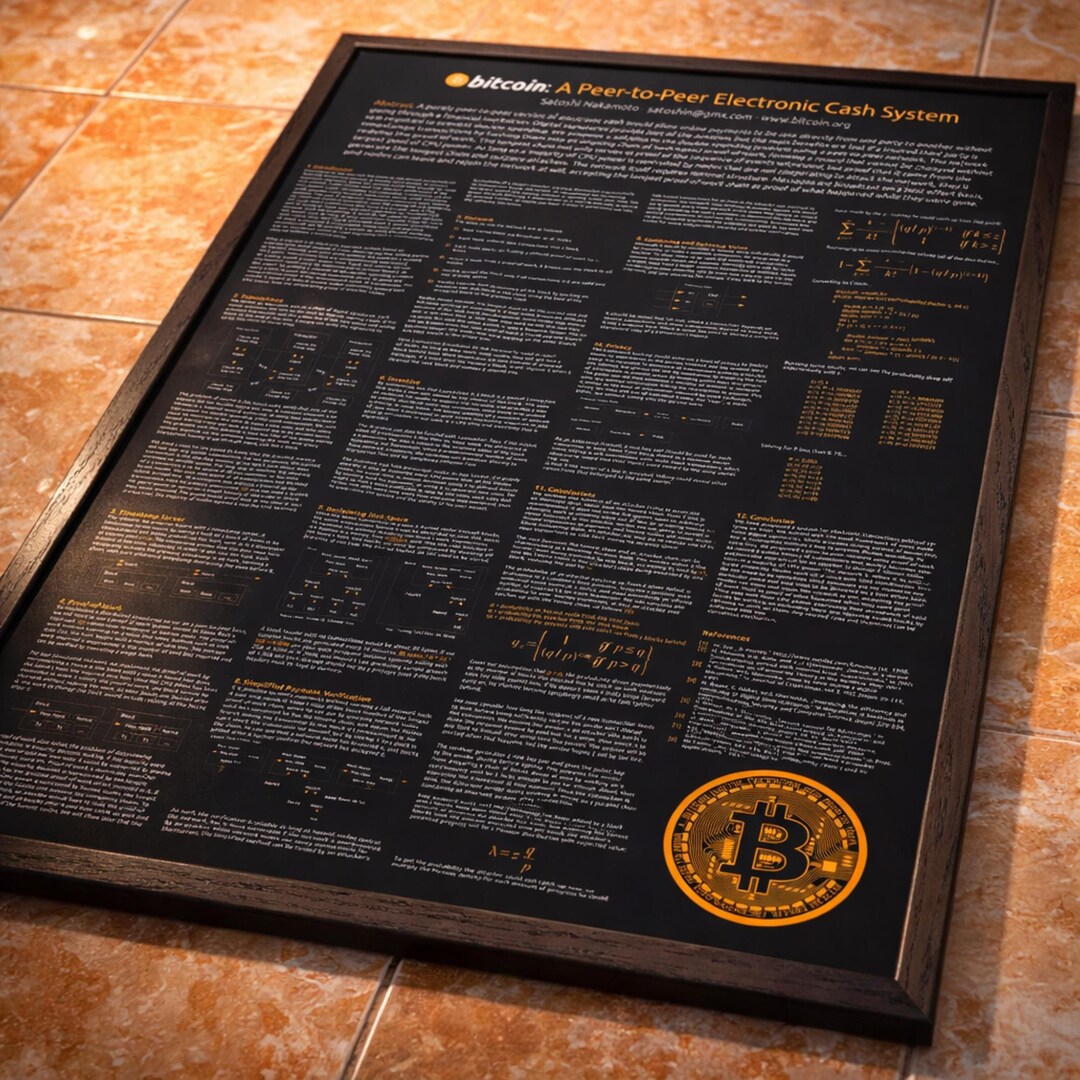 Bitcoin White Paper Poster - Framed Cryptocurrency Wall Art - Perfect ...