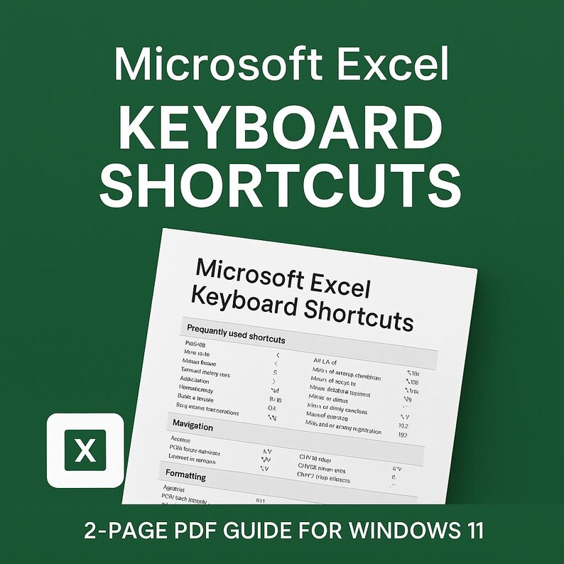Microsoft Excel Keyboard Shortcuts - Etsy