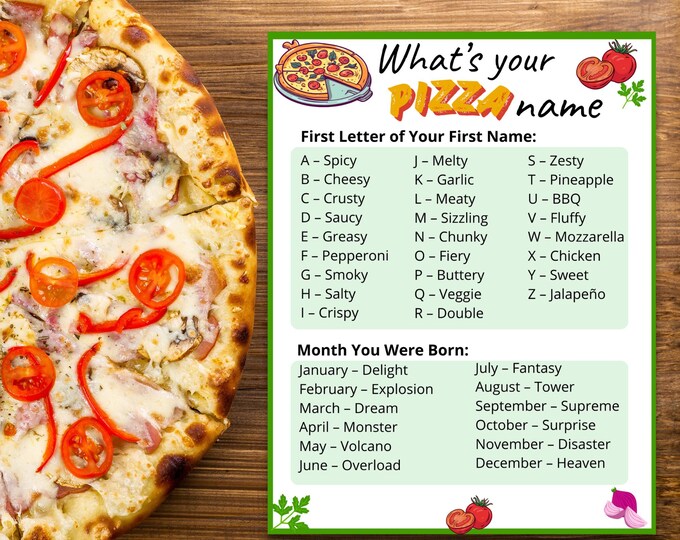 What's Your Pizza Name Party Game Printable Pizza Party Game Pizza Name ...