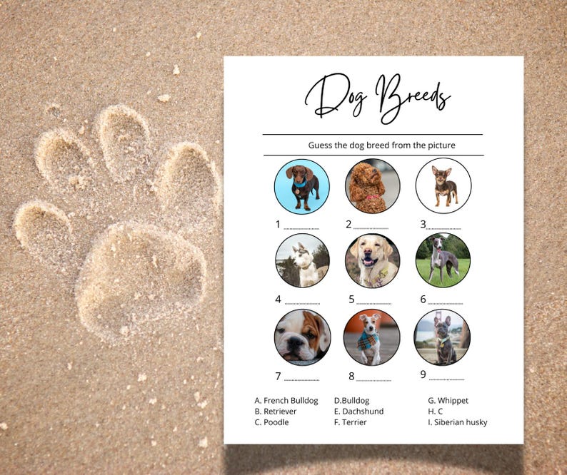 Dog Party Games Printable Dog Breeds Let's Party Printable Trivia Party ...