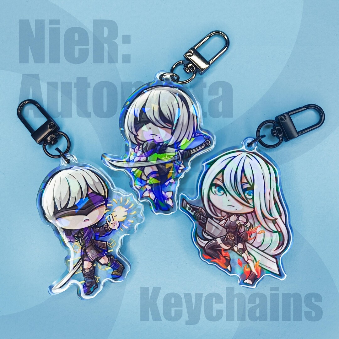 Nier Automata | Front Side Epoxy Cholographic Keychain | 2B; A2; 9S ...