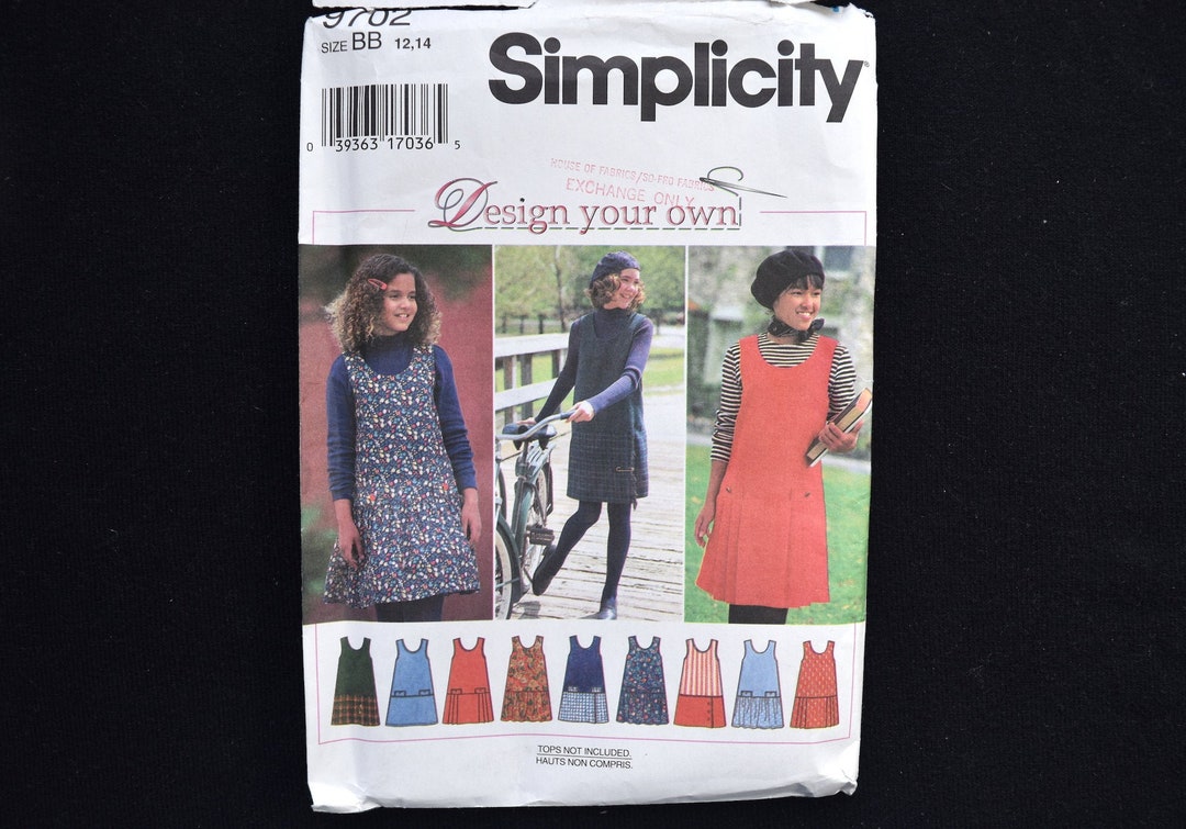 Vintage 1990s Simplicity 6702 Girls Jumper Sewing Pattern UNCUT - Sizes ...