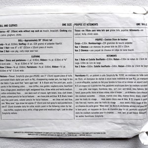 Vintage 1990 Simplicity 7842 Doll and Clothes Sewing Pattern UNCUT ...