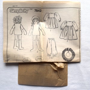 Vintage 1990 Simplicity 7842 Doll and Clothes Sewing Pattern UNCUT ...