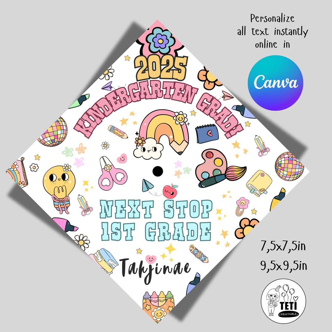 Printable Grad Cap Topper, DIY Graduation Cap for Pre-k, Preschool ...