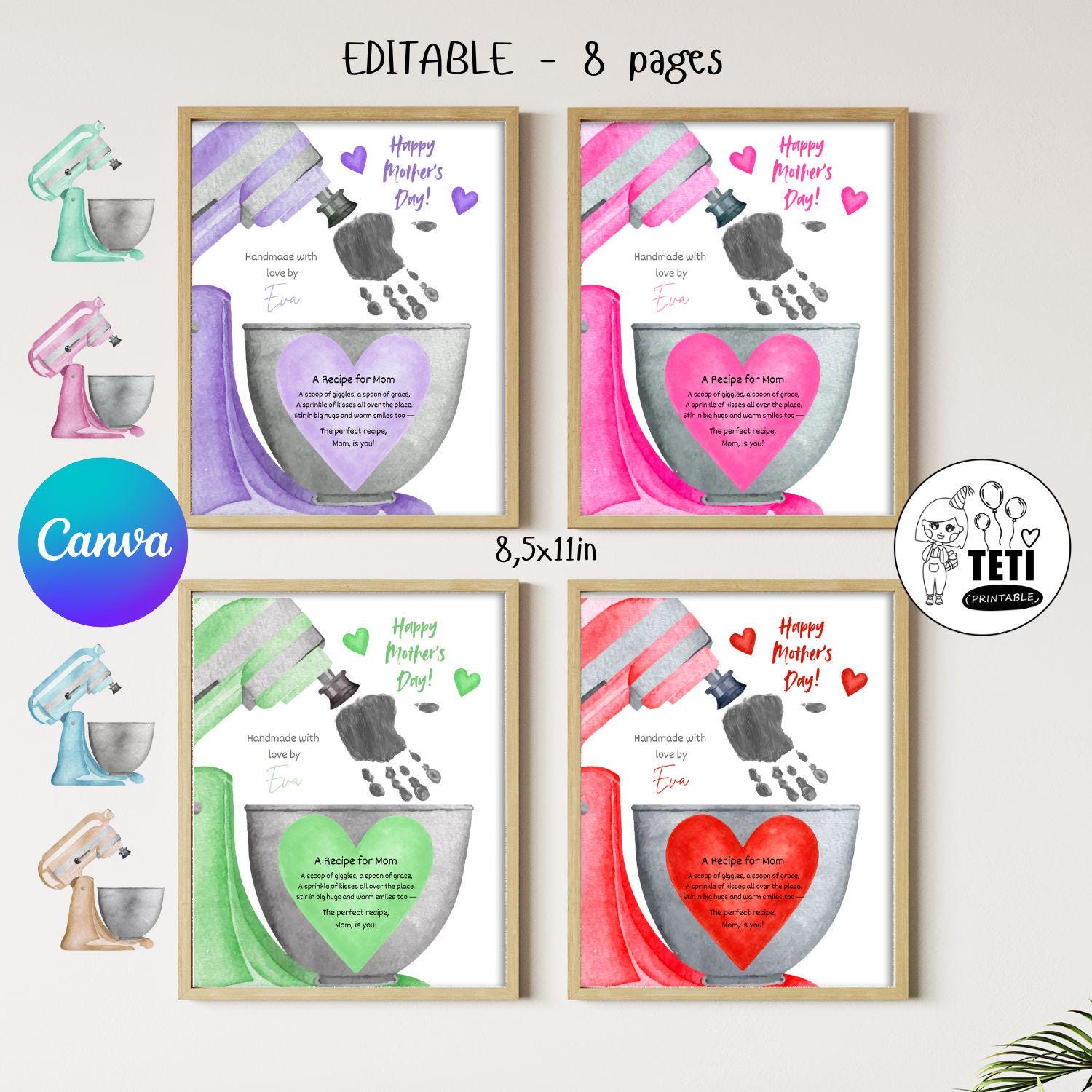 Mother's Day Kids Craft, Kitchen Mixer Handprint Gift for Mom Printable ...