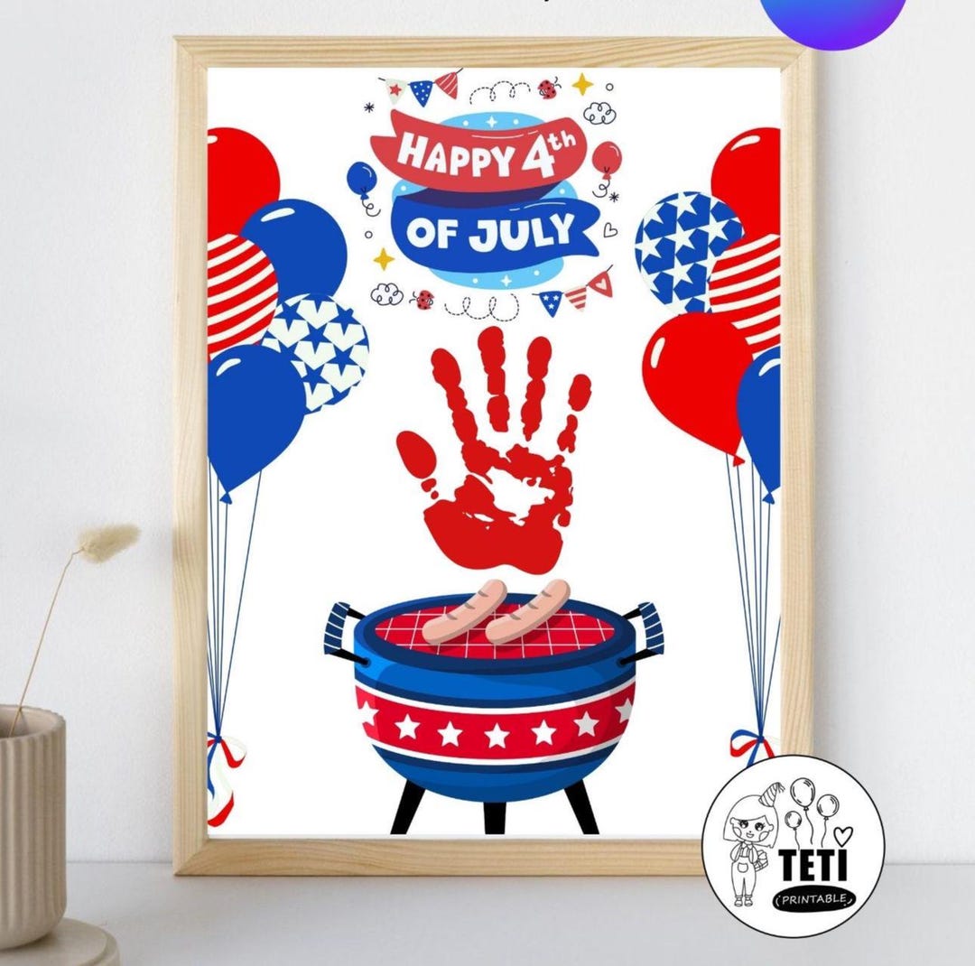 BBQ 4th of July Handprint, 4th of July Handprint Craft, July Handprints ...