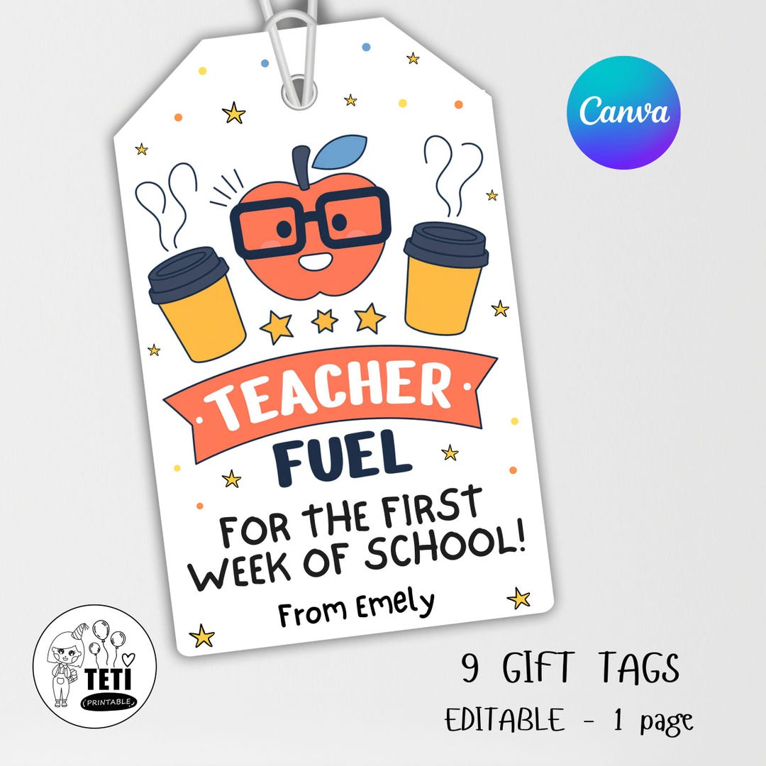 Back to School Coffee Gift Tag First Day of School Tag First Week of ...