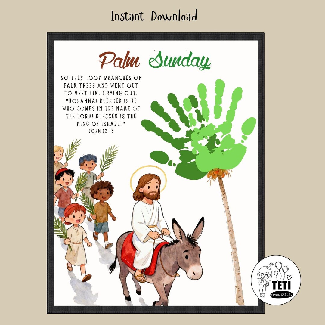 Palm Sunday Handprint Art Craft, Easter Story Sunday School Activity ...