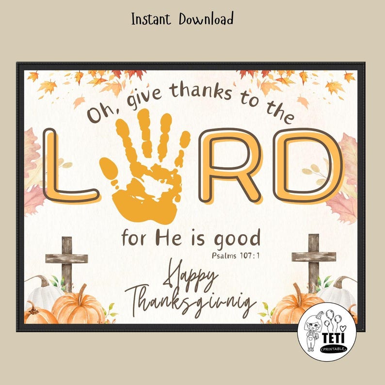 Christian Thanksgiving Handprint Art Craft, Christian Fall Printable ...