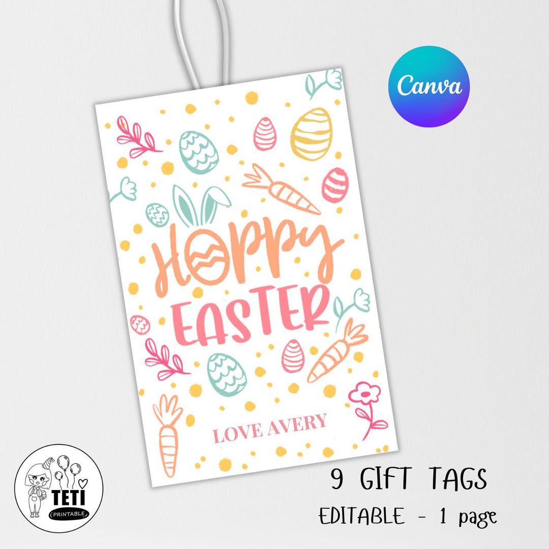 Hoppy Easter Gift Tag Printable Easter Tag, Class Easter Tag, Sunday ...