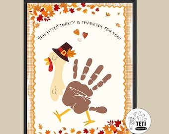 Thanksgiving Turkey Handprint Art: Fall Kids Craft (instant Download ...