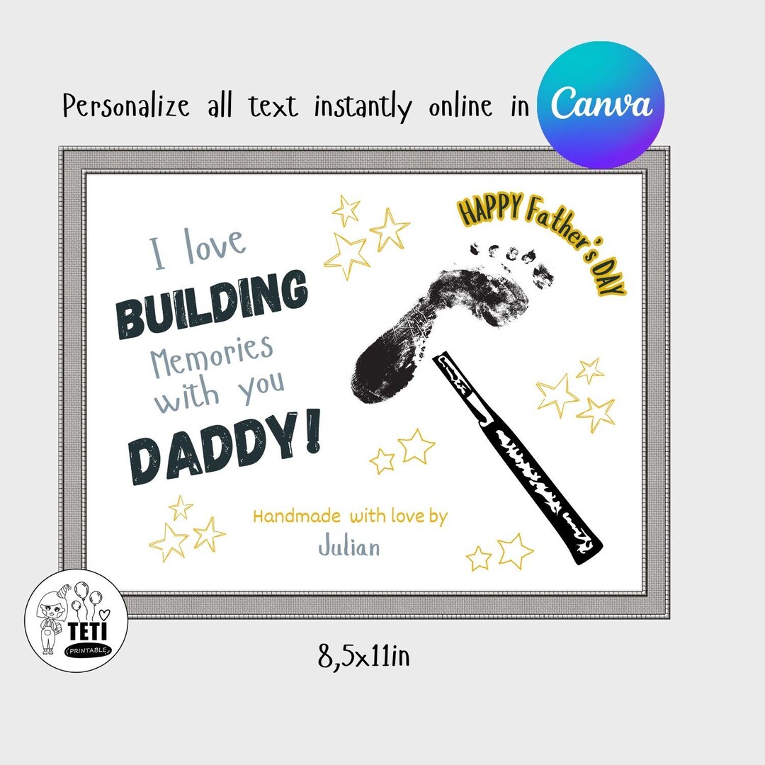 Father’s Day Building Memories Handprint Craft, Hammer Footprint Art ...