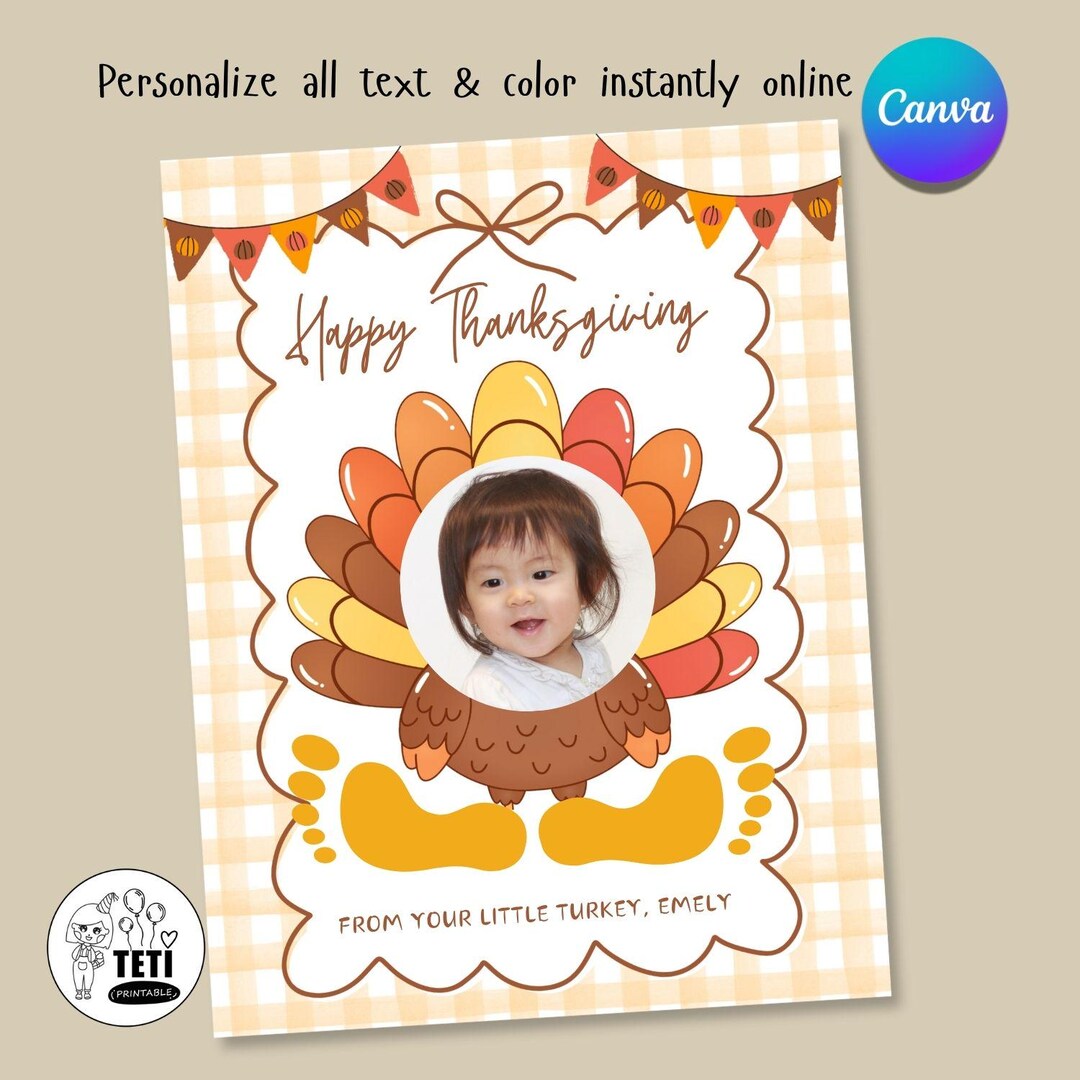 Thanksgiving Turkey Crafts for Kids, Thanksgiving Footprint Art, Baby ...