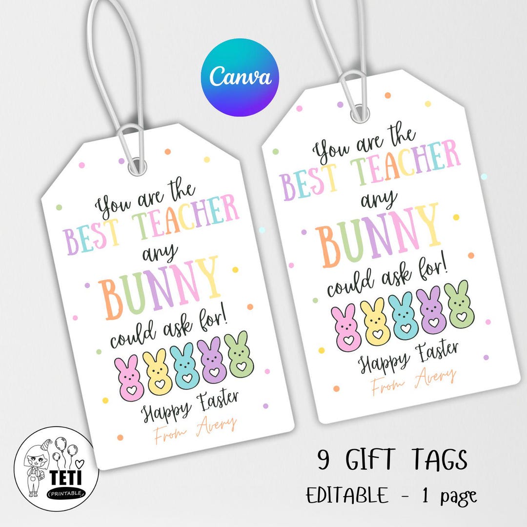 Easter Teacher Gift Tag, You're the Best Teacher Any Bunny Could Ask ...