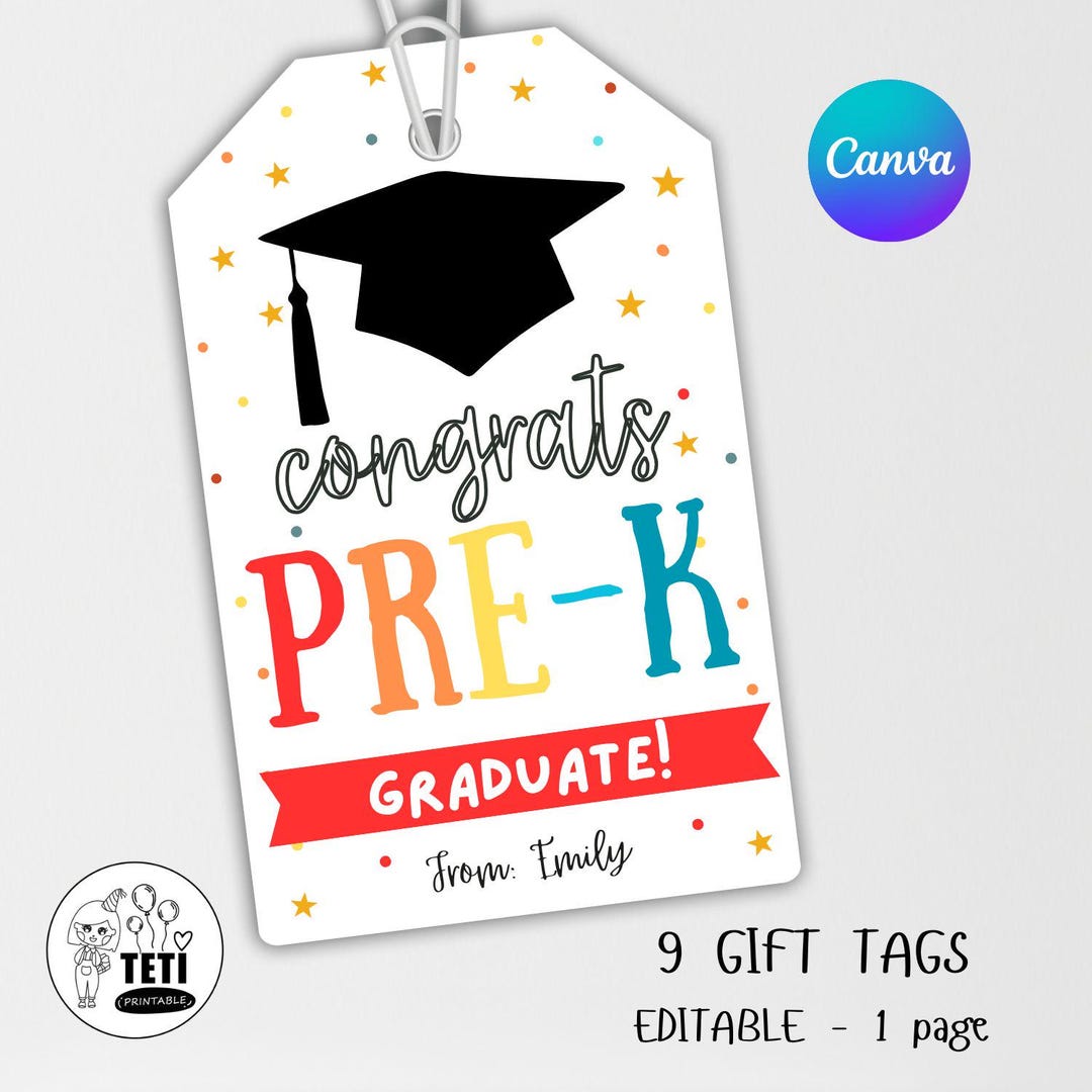 Pre-k Graduation Tag, Congratulations PRE-K Graduation Gift Tags, End ...