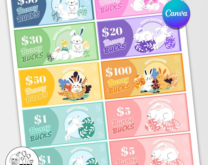 Printable Easter Bunny Money to Fill Your Easter Eggs ⦁ 16 Pages, 7 ...