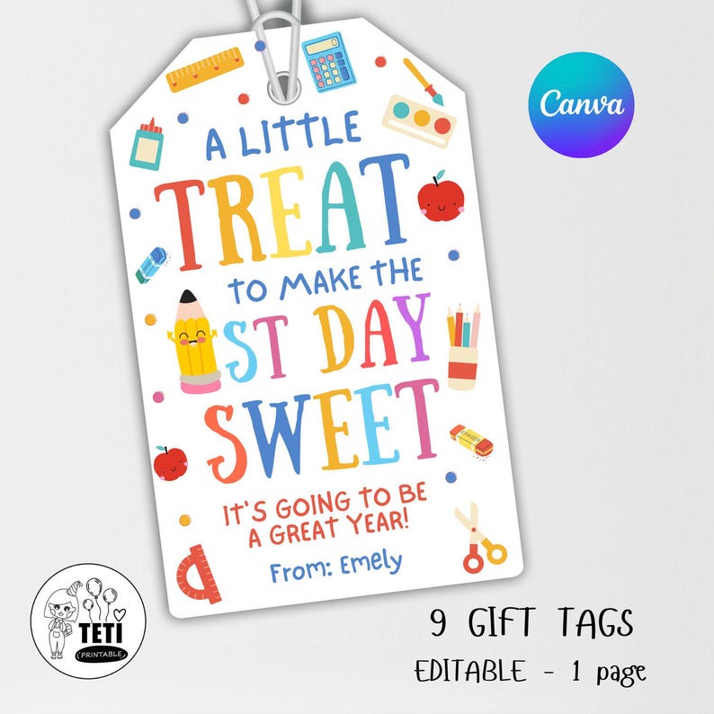 Back to School Treat Tags, A Little Treat to Make the First Day Sweet ...