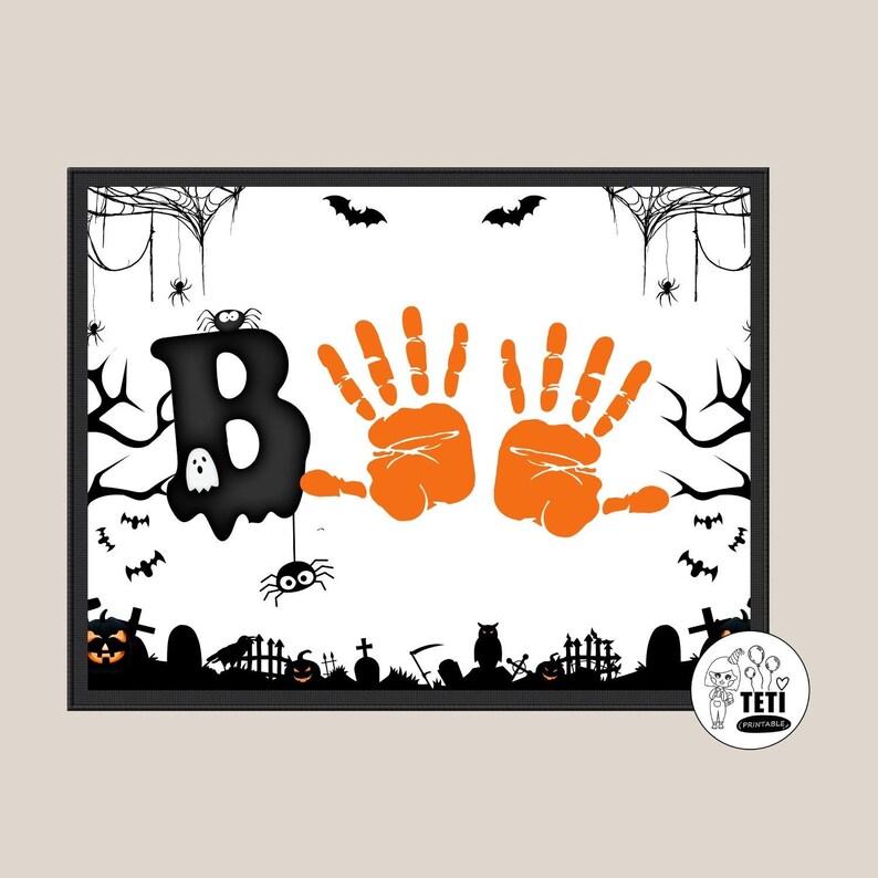 Boo Halloween Handprint Art, Halloween Preschool Handprint Craft ...