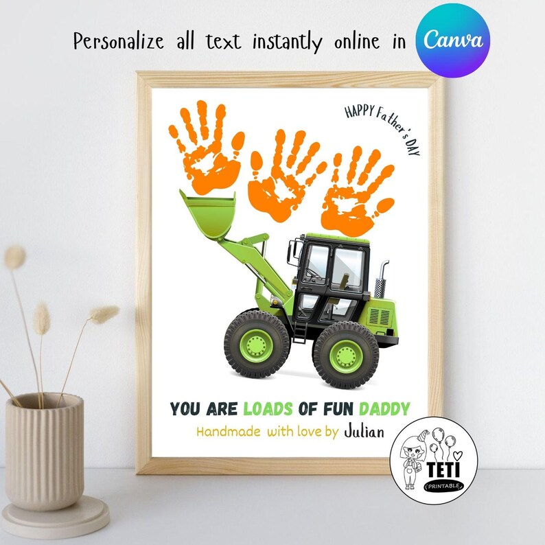 Fathers Day Handprint Craft, Green Tractor You Aer Loads of Fun Daddy ...
