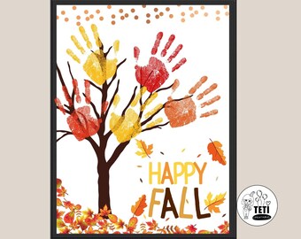 Fall Leaf Handprint Art, Fall Handprint Craft for Toddlers, Fall ...