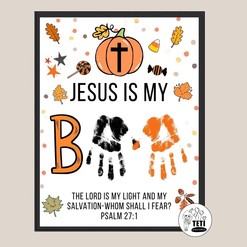 Jesus is My Boo Halloween Handprint Art, Pumpkin Fall Halloween ...