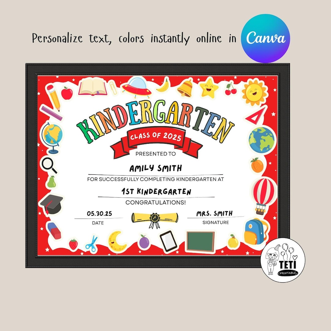 Editable Kindergarten Graduation Certificate, Kindergarten Graduation ...