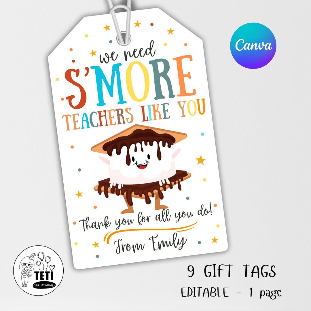 Editable Teacher Smores Gift Tag, Smore Teacher Like You Tag, Teacher ...