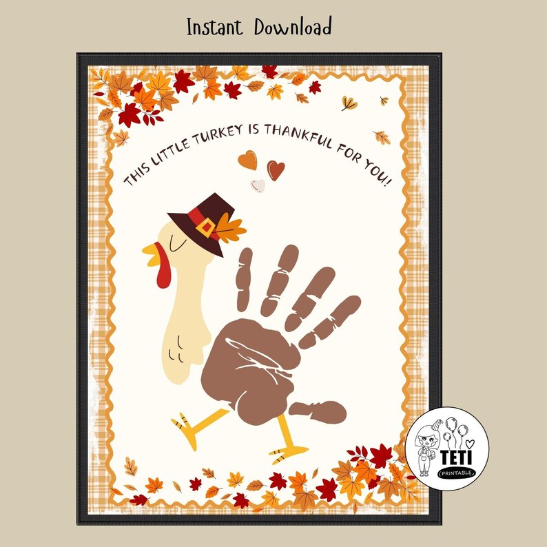Thanksgiving Turkey Handprint Art: Fall Kids Craft (instant Download ...