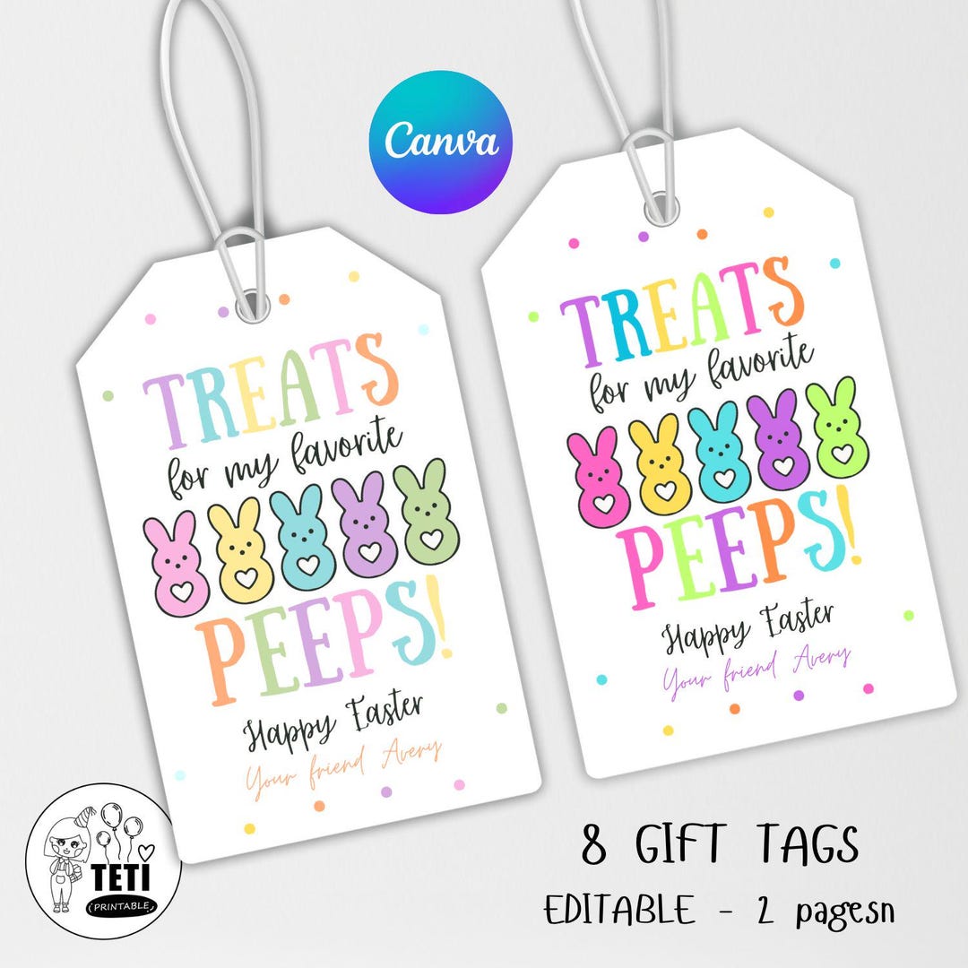 Treats for My Peeps Easter Gift Tag Printable Easter Tag, Class Easter ...