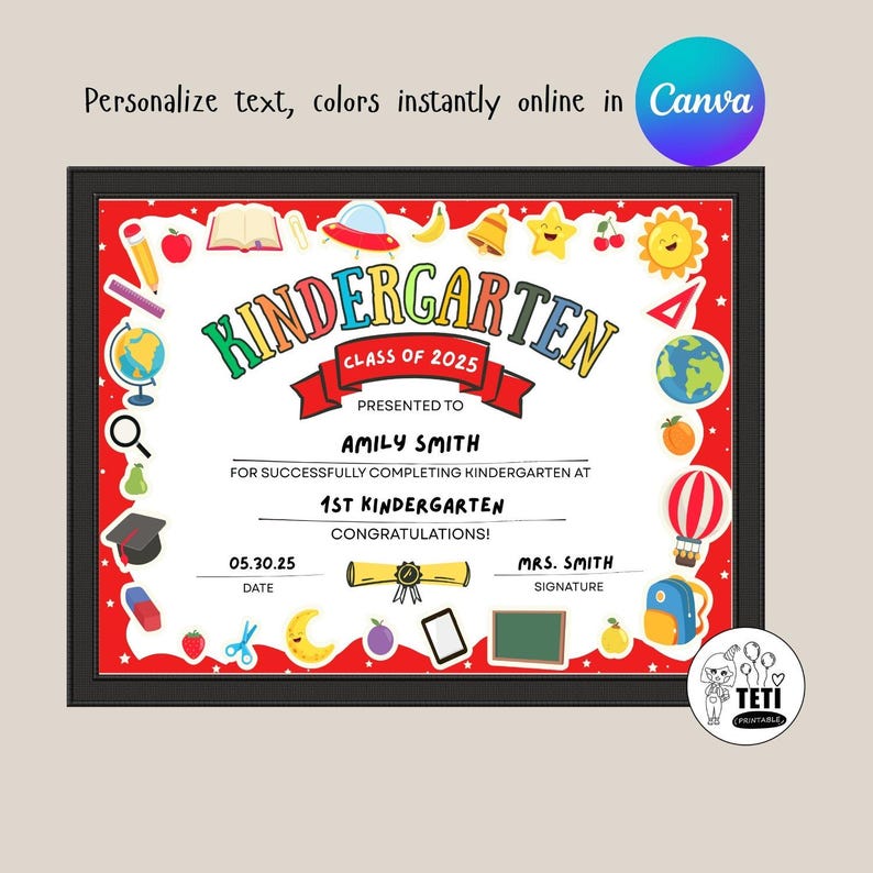 Editable Kindergarten Graduation Certificate, Kindergarten Graduation ...