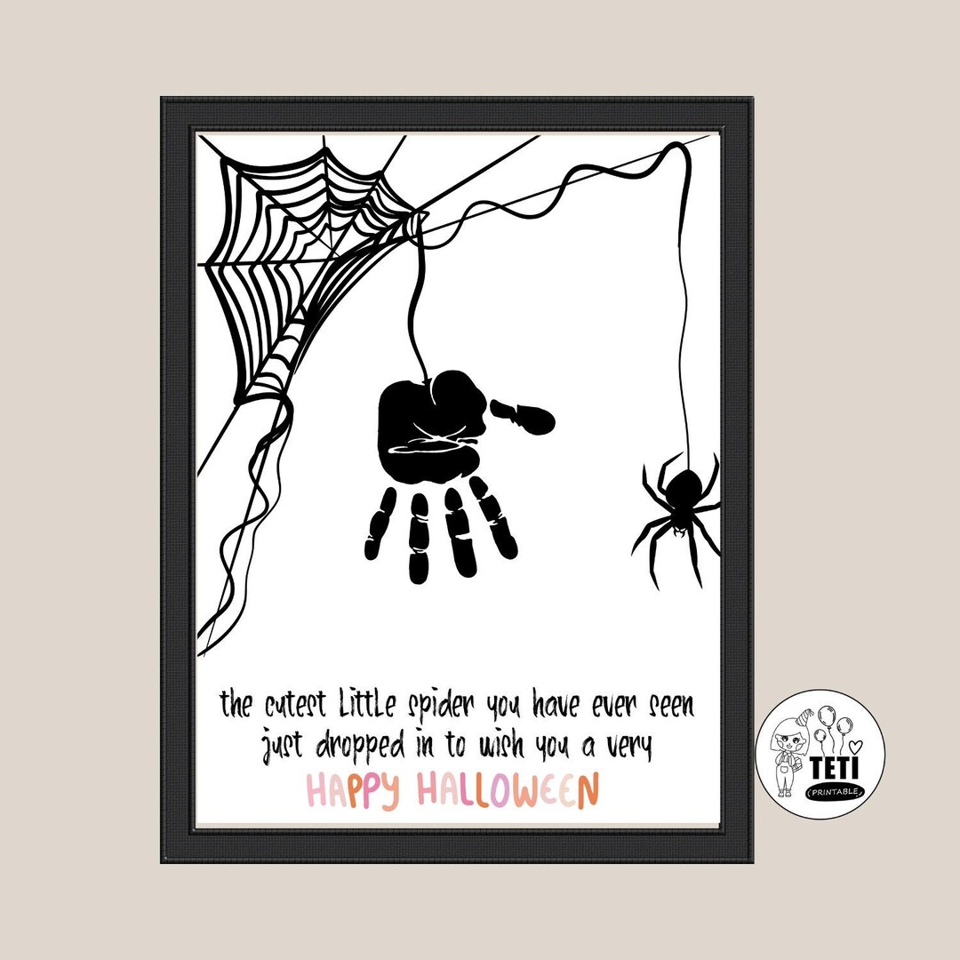Halloween Spider Handprint Art Printable, Handprint Craft for Halloween ...