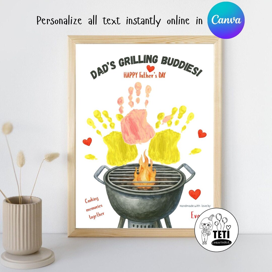 Father's Day Grill Handprint Art, BBQ Grill Master Keepsake Handprint ...