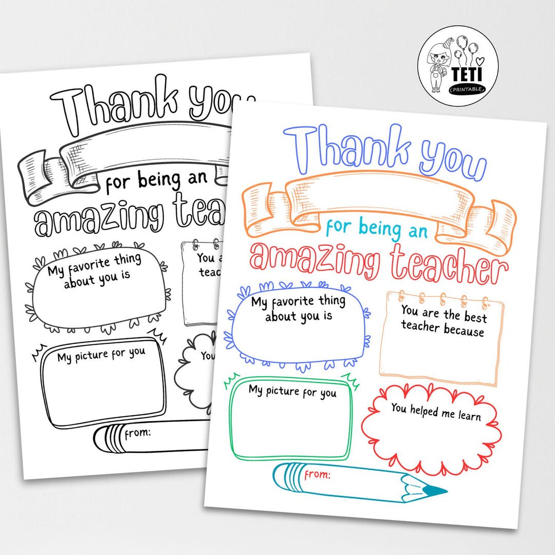 All About Teacher Thank You Card, Teacher Appreciation Card Printable ...