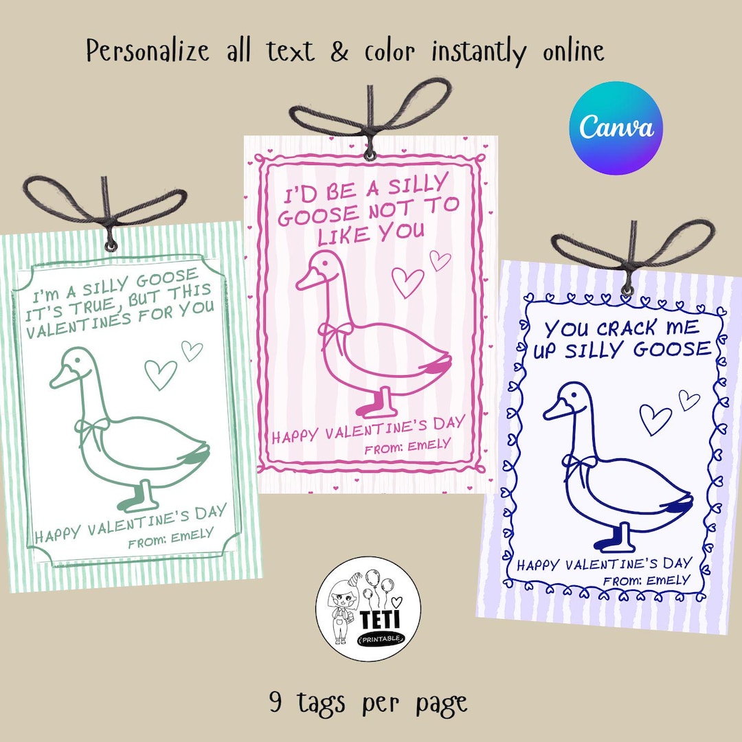 Teen Tween Goose Valentine Card, Girls Classroom Silly Goose Student ...