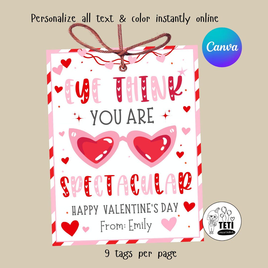 Heart Sunglasses Valentines Day Tag, Eye Think You Are Spectacular ...